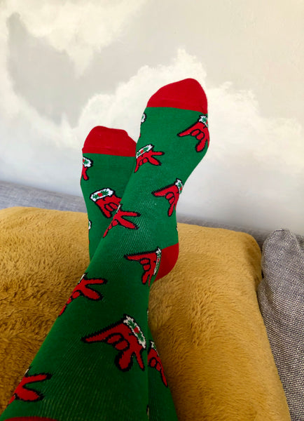 ASL Christmas "I Love You" socks, ASL socks, ASL gift – Say It In Sign